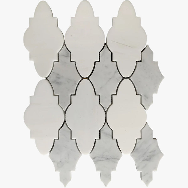 Direct Stone Source Bianco Dolomiti 9" x 12" Marble Novelty Mosaic Wall ...