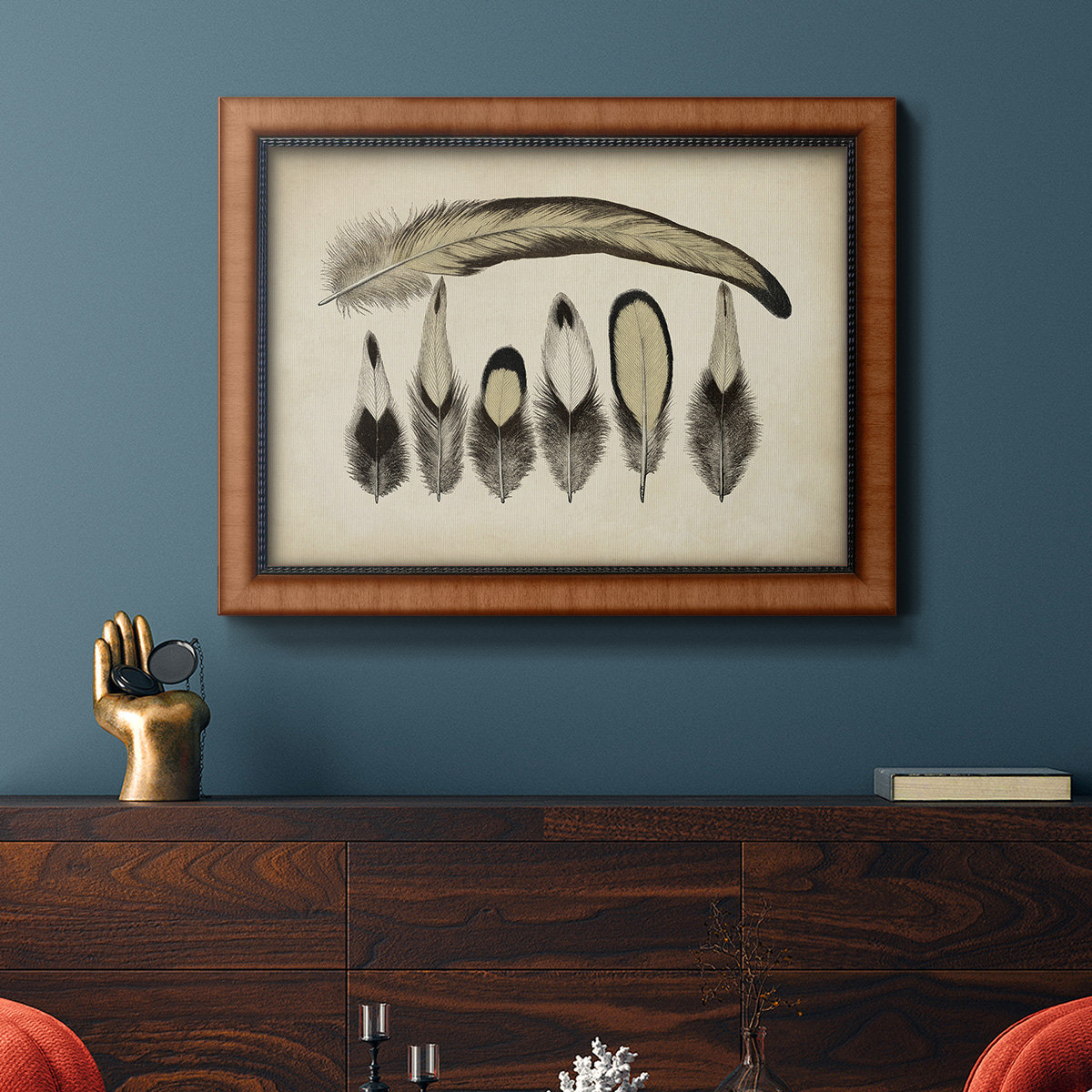 Bungalow Rose Vintage Feathers VII Premium Framed Canvas- Ready To Hang ...