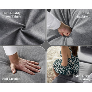 Ivy Bronx 92 inch Sofa Couch,Modern Oversized 3 Seater Sofa with Wide ...