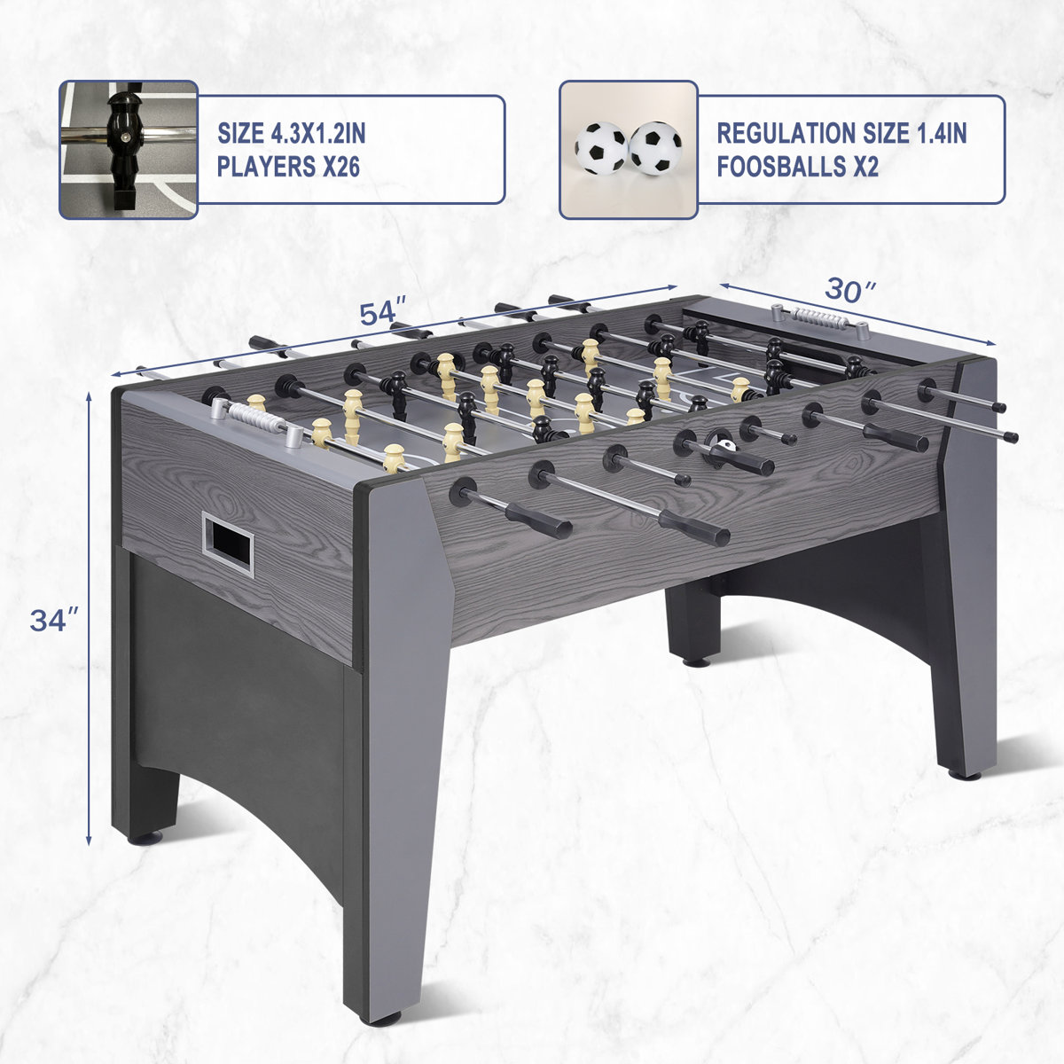 RayChee 54'' L Foosball Table with Telescopic Rods | Wayfair