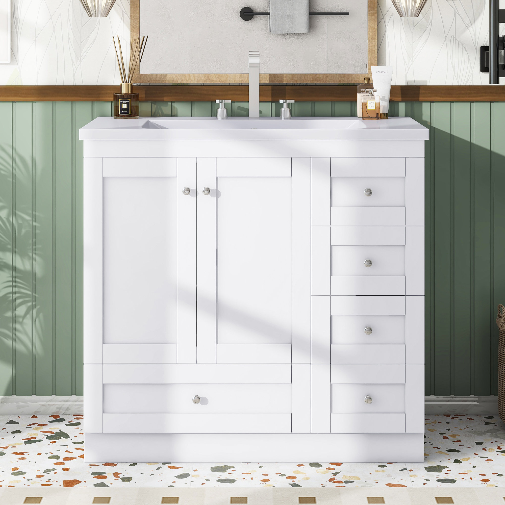 Winston Porter Free-Standing Bathroom Vanity Cabinet with Sink ...