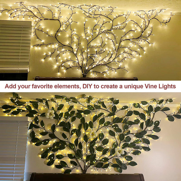 The Holiday Aisle® Enchanted Willow Vine Lights For Wall: 7.5FT Led ...