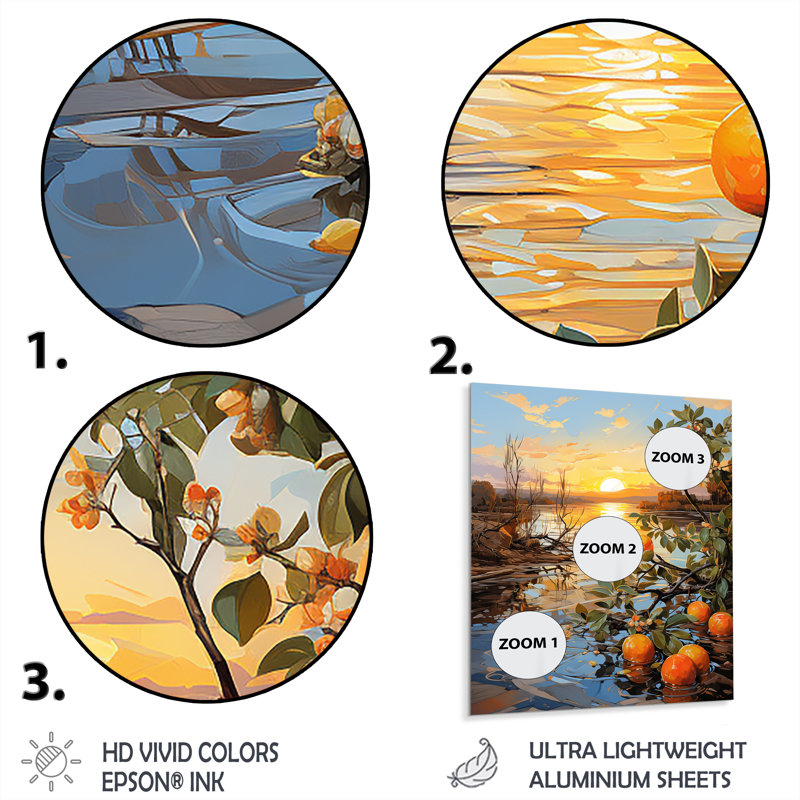 Lark Manor™ Orange Serene Sienna Sunset Lake II - Fruits Metal Wall Art ...