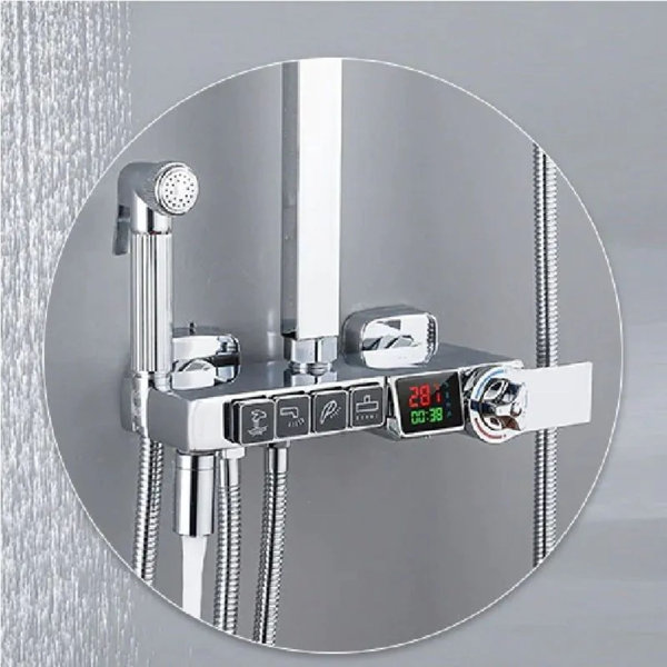 Juno Showers Juno Modern Chrome Finish Digital Display Thermostatic ...
