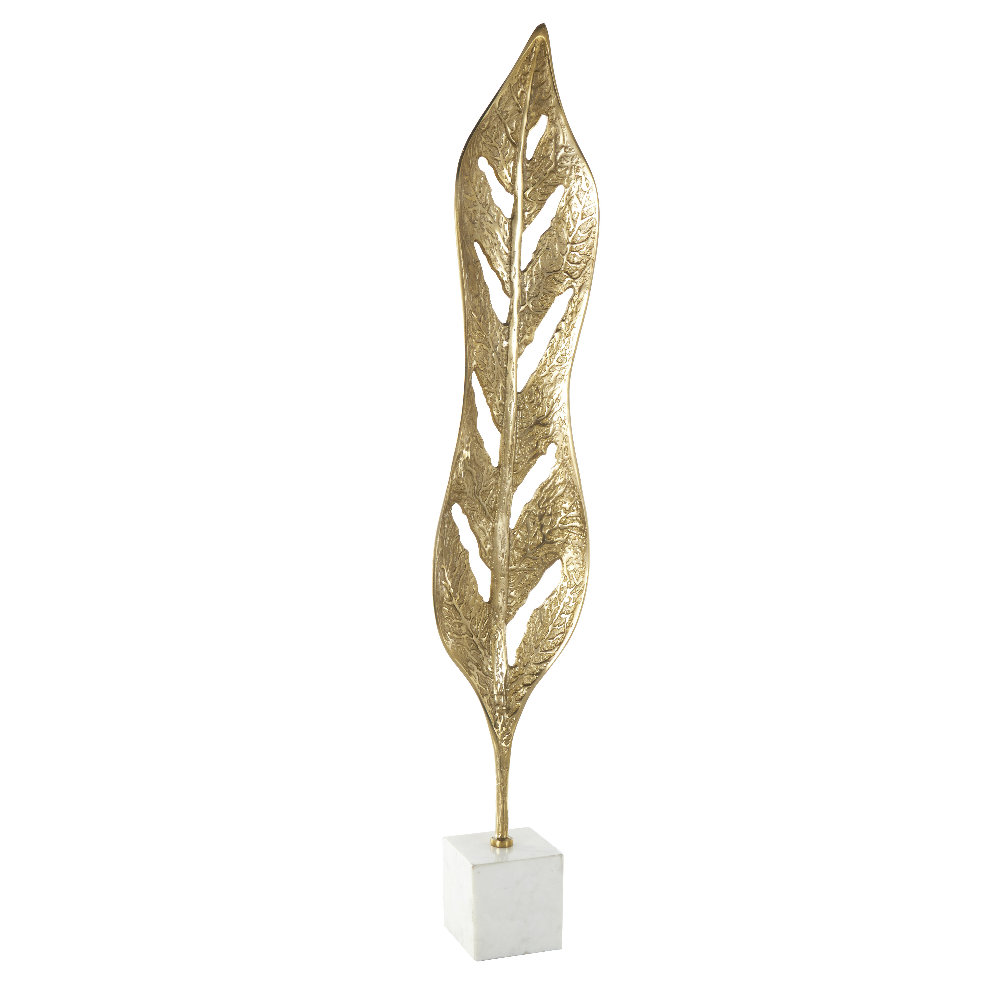 Mercer41 Teneeshia Aluminum Tall Textured Cutout Leaf Sculpture with ...