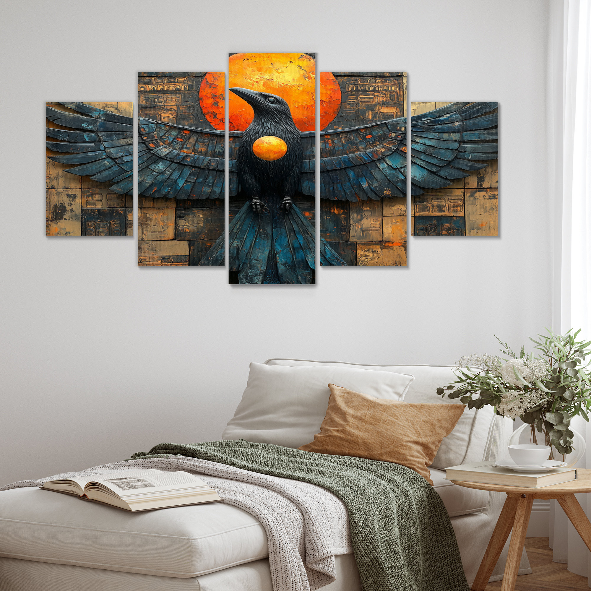 Trinx Black Moon Native Raven II - Native American Art Totem Canvas ...