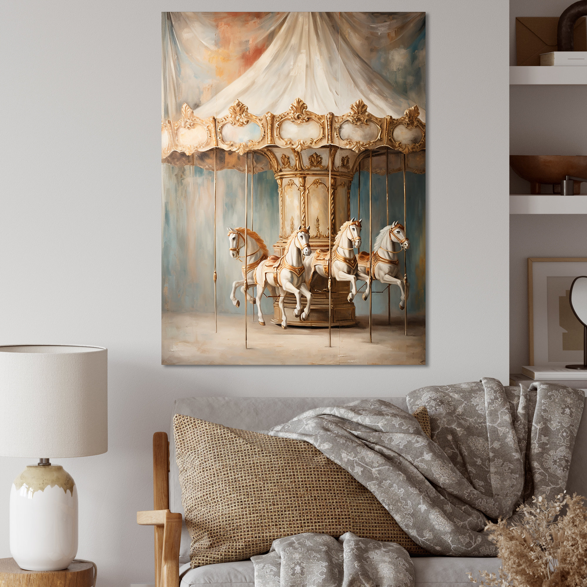 Alcott Hill Beige Merry Go Round Carousel - Carousel Wall Art - Wayfair ...