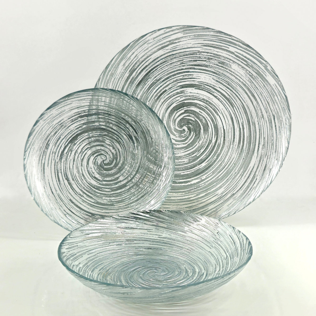 Mercer41 Popel Gilded Glass Silver Dinnerware Set of 12 | Wayfair