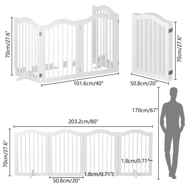 Archie & Oscar™ 27.6" Tall Freestanding Pet Gate – 4-Panel Foldable ...