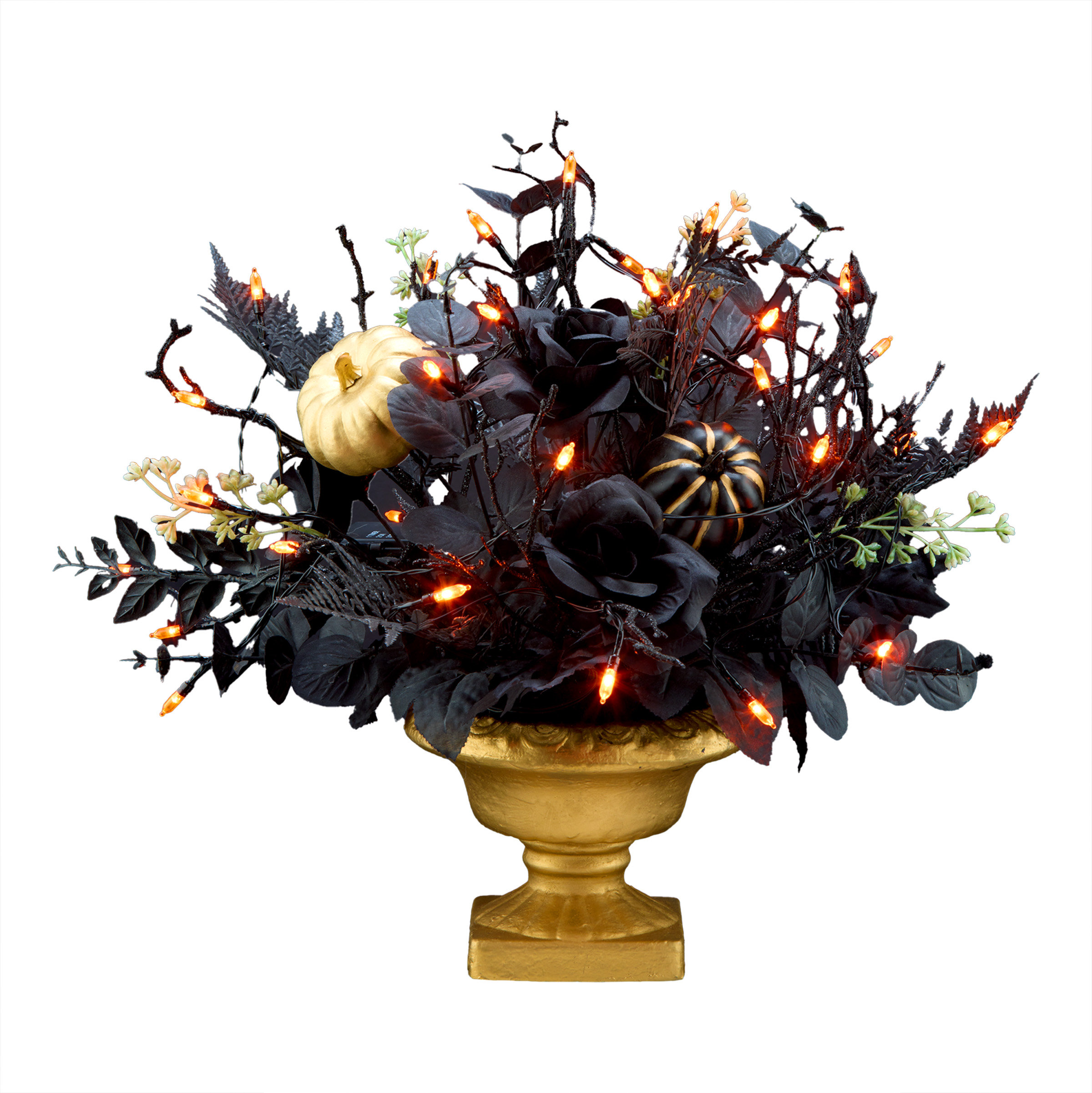 The Holiday Aisle® 16In. Chic Eek Black Halloween Centerpiece With LED ...