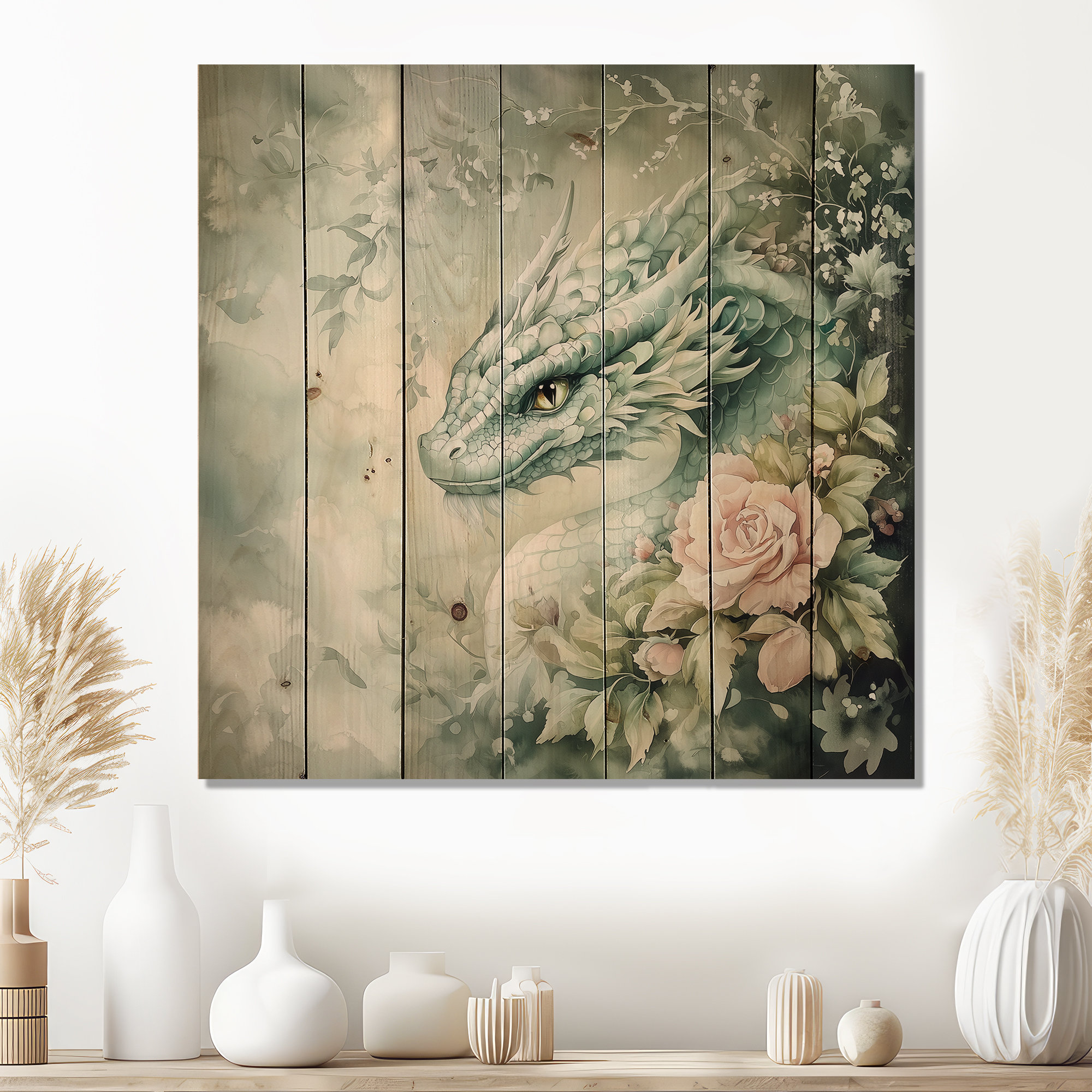 Ophelia & Co. Garden Dragon Wisdom - Dragons Wood Wall Art On Natural ...