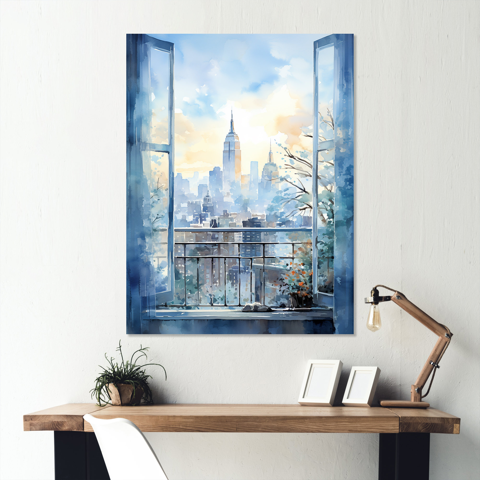 Lark Manor™ Vintage Blue New York Window View III - New York City Metal ...