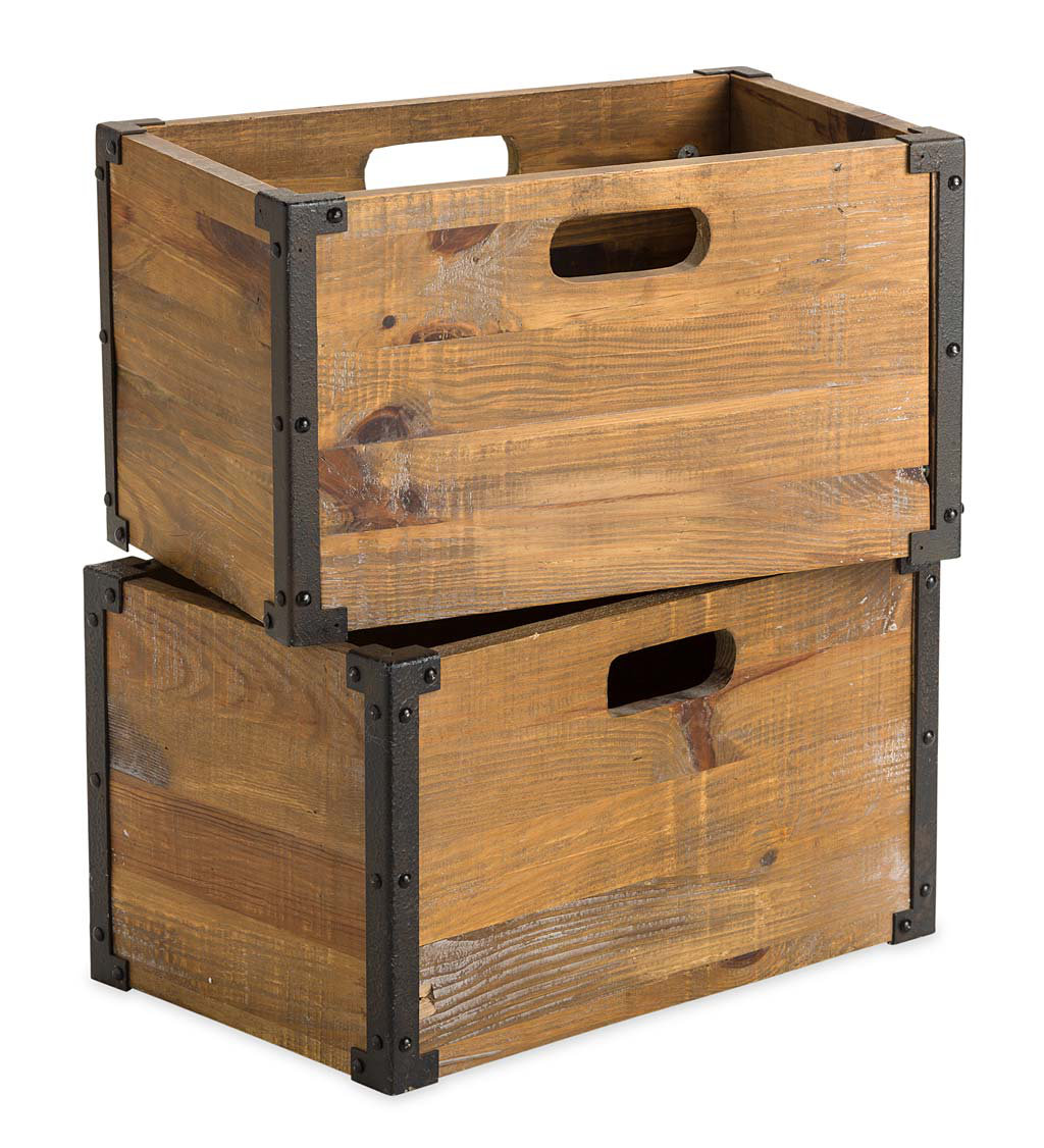 Plow & Hearth Stackable Solid Wood Crate & Reviews | Perigold