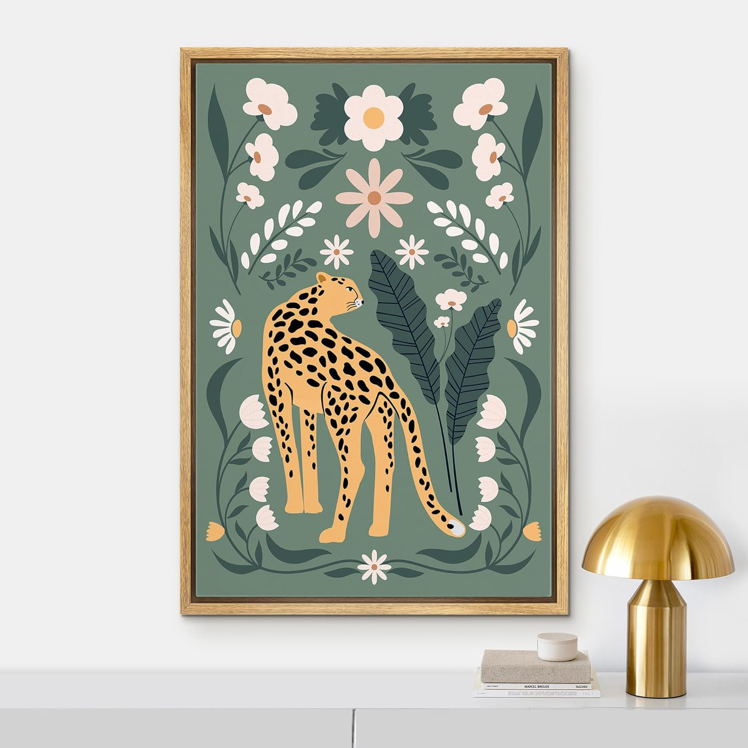 IDEA4WALL Bright Preppy Animals Botanical Floral Print Cheetah Cat ...