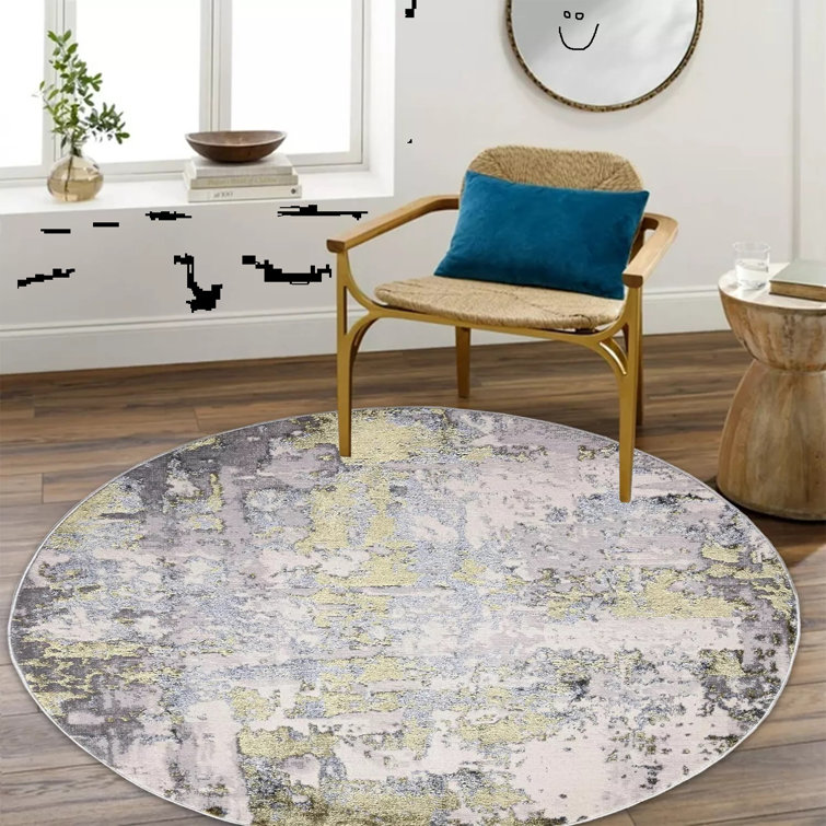 Borough Wharf Round Anahira Power Loom Yellow Area Rug | Wayfair.co.uk