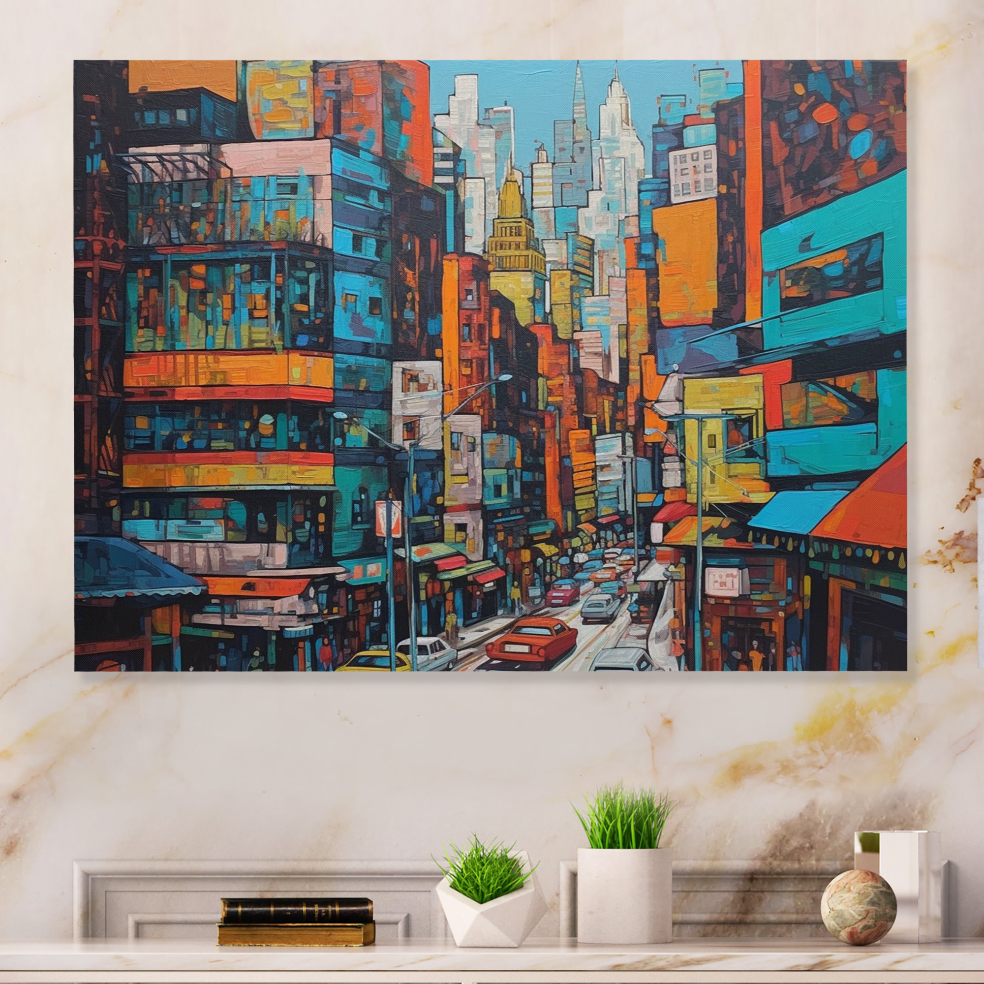 Red Barrel Studio® Orange And Blue Metropolitan Marvels Framed On ...