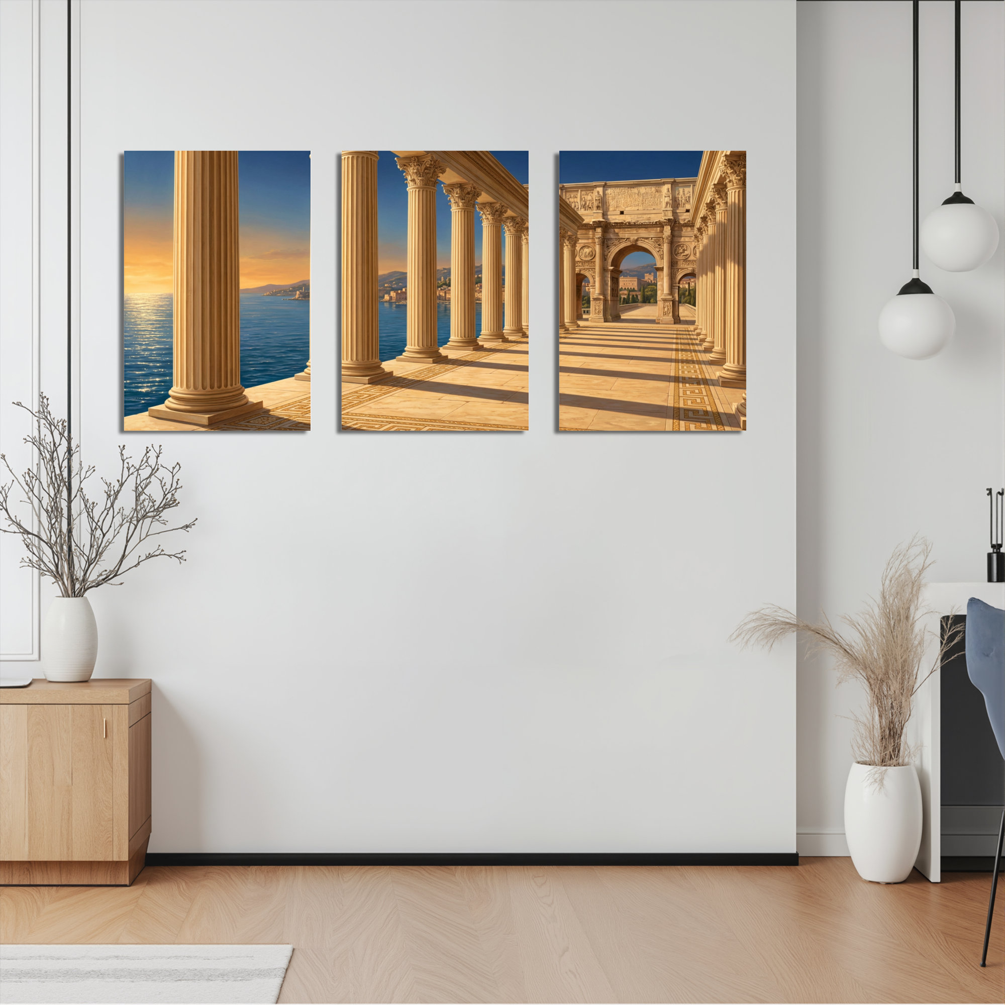 Winston Porter Ancient Roman Columns Sunset Sea View Canvas Wrapped ...