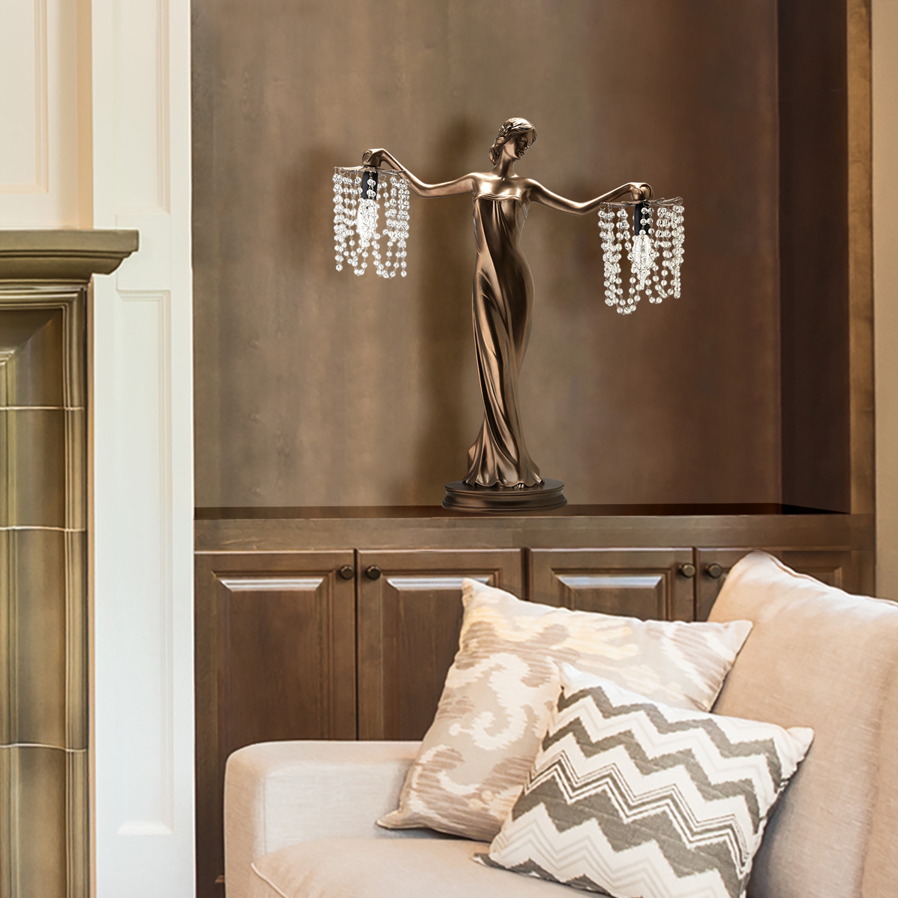 Winston Porter Roine 23.75"H Grecian Goddess Beaded Table Lamp ...