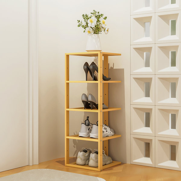 MoNiBloom 5-Tier 5 Pairs Bamboo Corner Shoes Rack, Narrow Shoes Storage ...