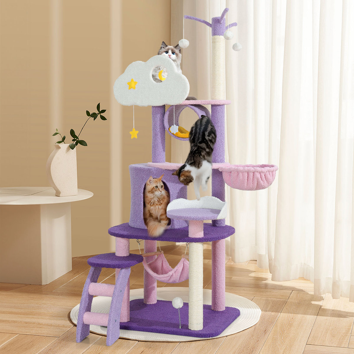 Tucker Murphy Pet™ 65" Bhairoston Cat Tree Tower with Condo & Reviews ...
