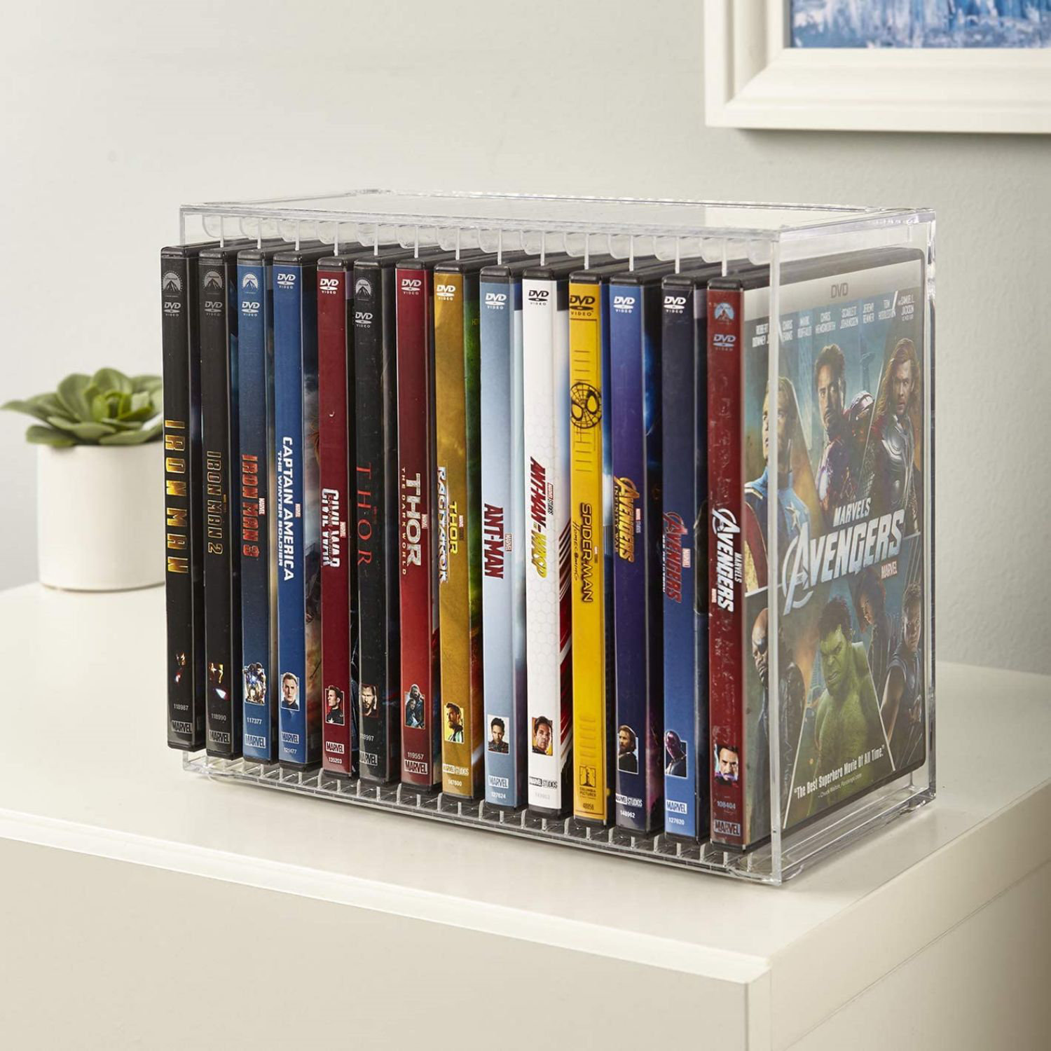 Rebrilliant Stackable Clear Plastic DVD Holder - Holds 14 Standard DVD ...