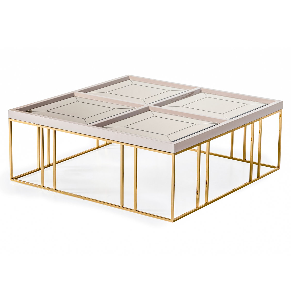 Michael Amini Carmela Cocktail Table - Shimmer Ivory | Wayfair