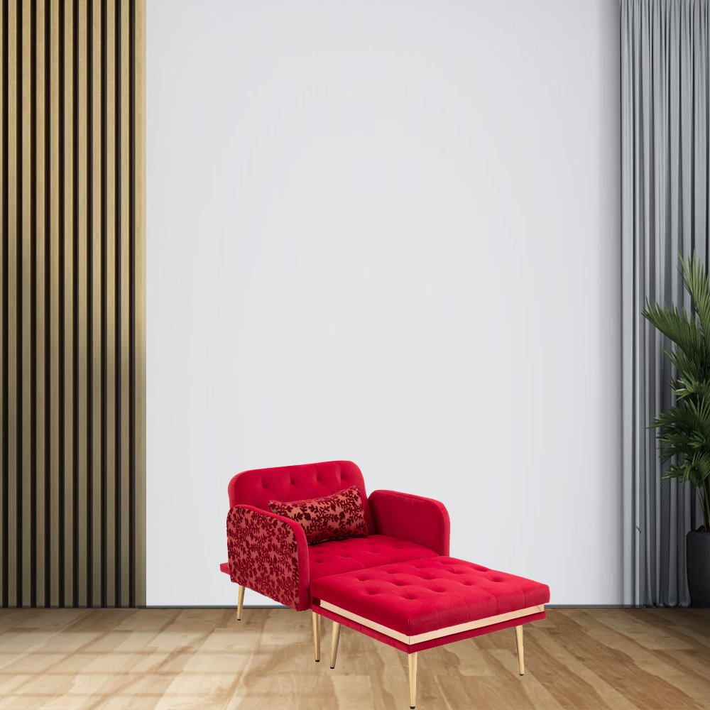 Rosdorf Park Gerrad Velvet Armchair with Ottoman | Wayfair