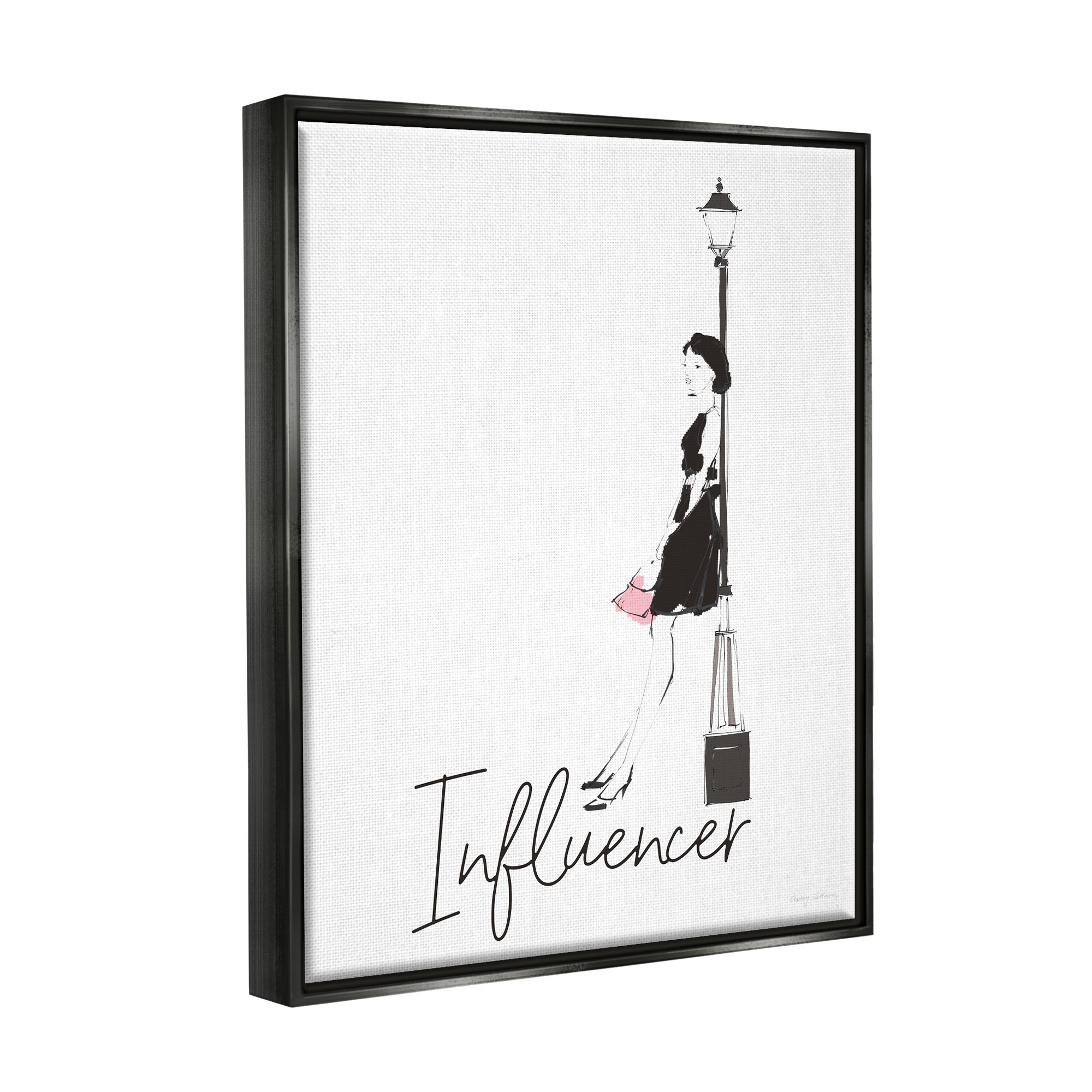 Stupell Industries Chic Influencer Calligraphy Woman Leaning Lamp Post ...
