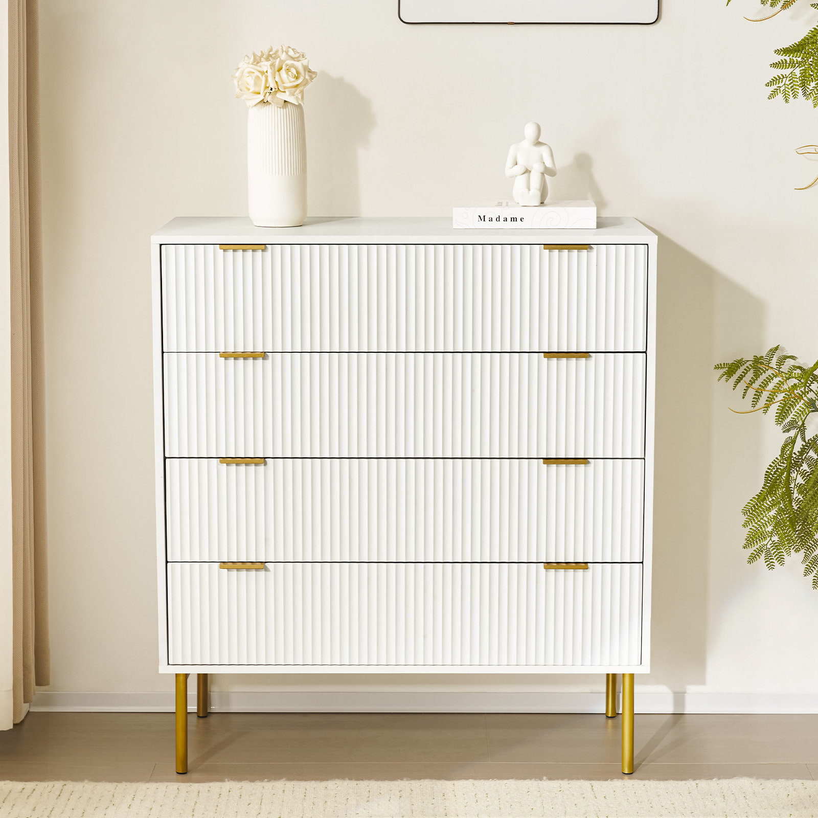 Mercer41 4 - Drawer Accent Chest 35"W Wood Dresser & Reviews | Wayfair