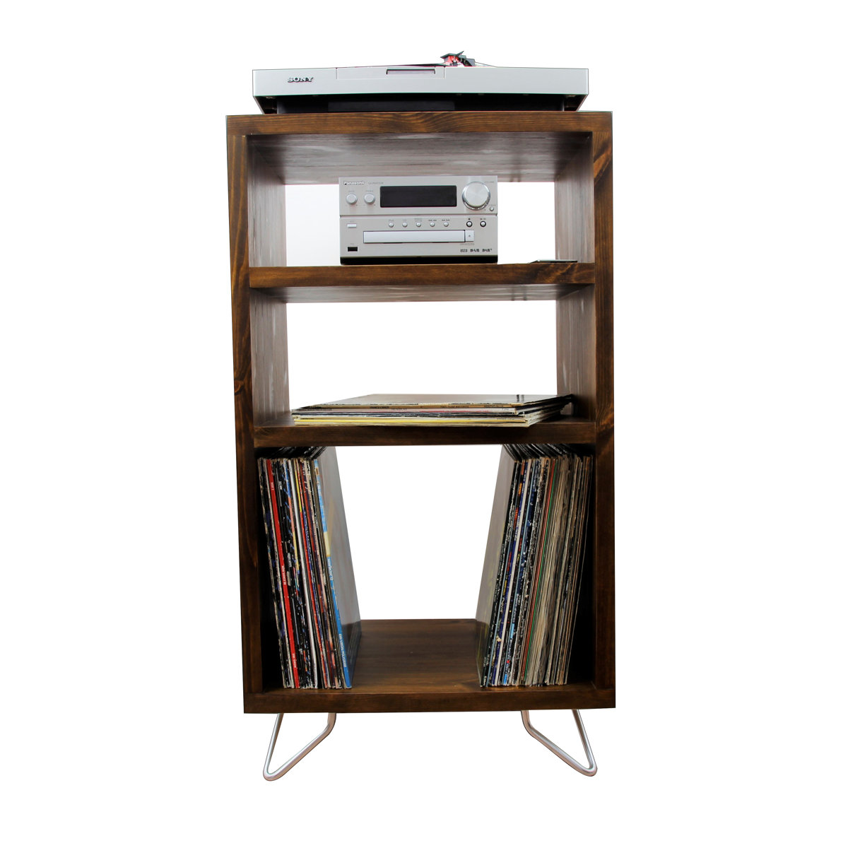 Gracie Oaks Record Player Stand, Vinyl LP Record Storage, Hifi Rack ...