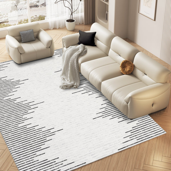 Ebern Designs Modern Machine Washable Rug with Rubber Backing for ...