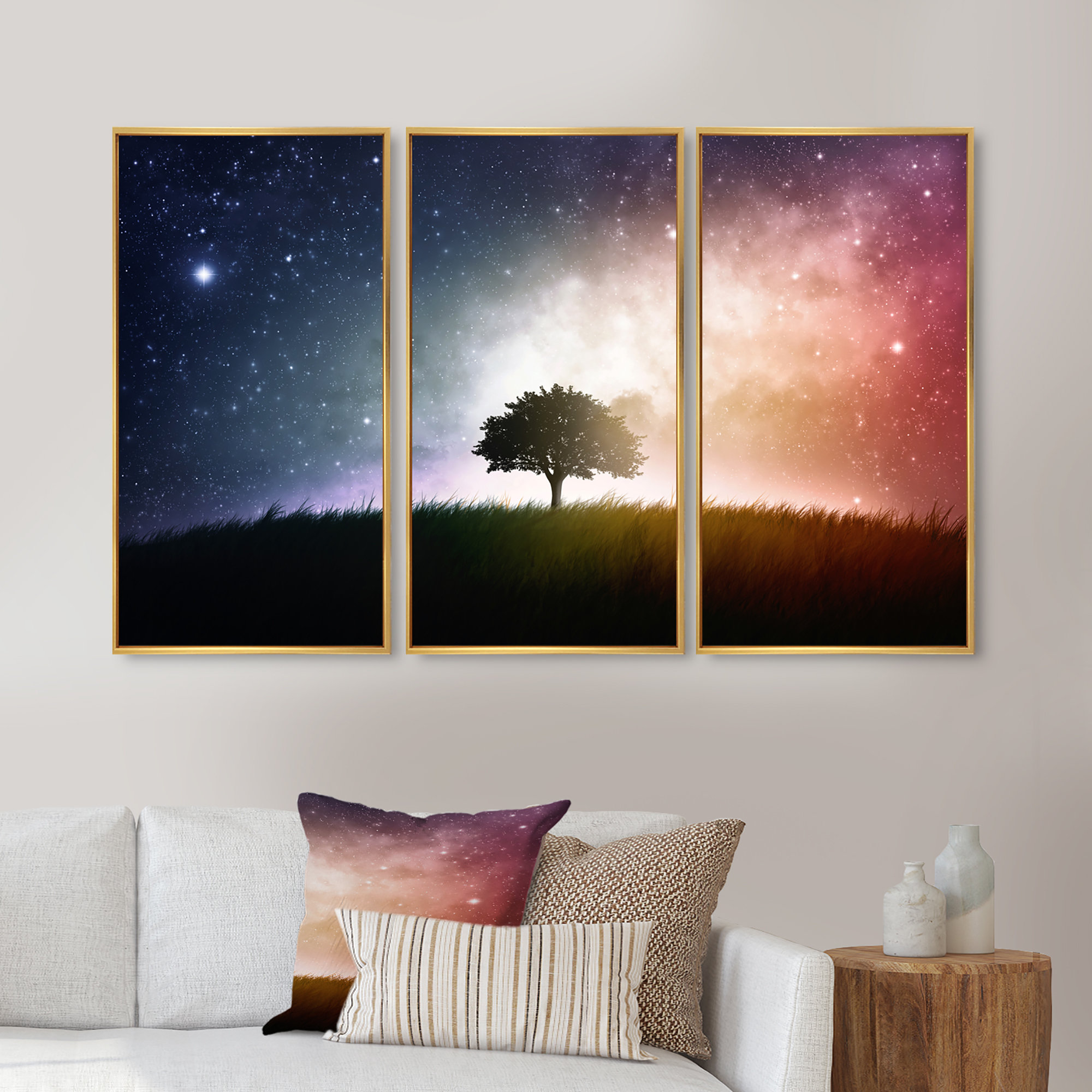 Winston Porter Single Tree Space Background - Forest Framed Canvas Wall ...