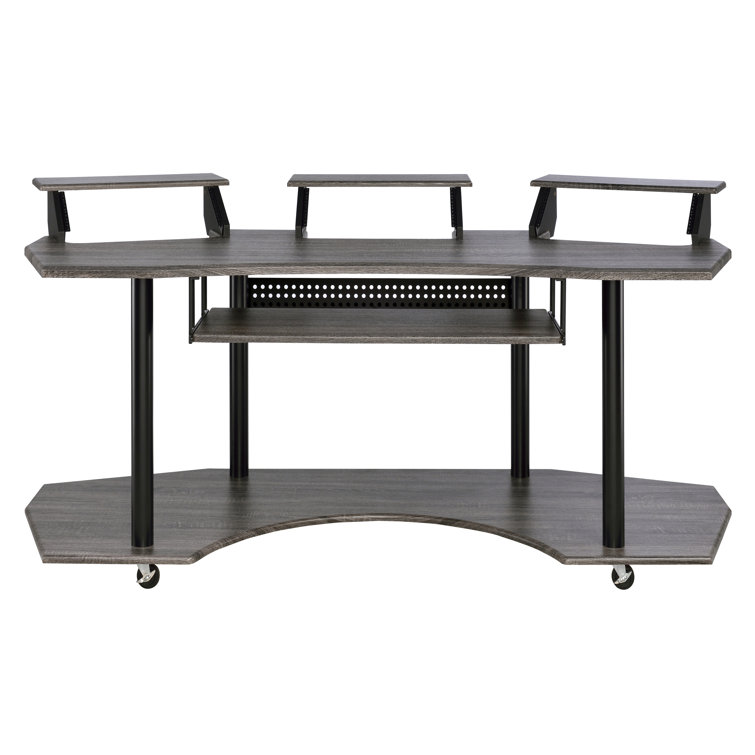 Plethoria Detroit Black Oak Music Recording Studio Desk with 3 Stands ...