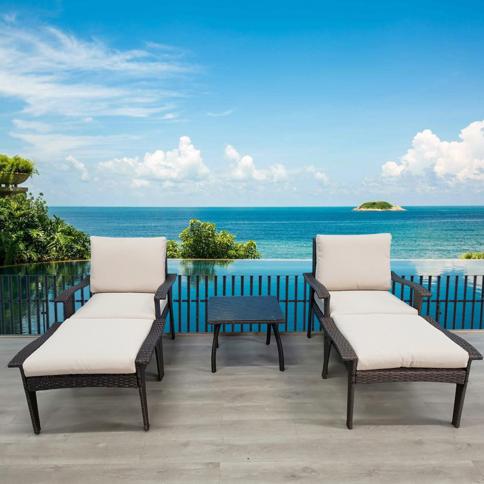 Red Barrel Studio® Outdoor Patio Lounge Chairs Rattan Wicker Patio ...