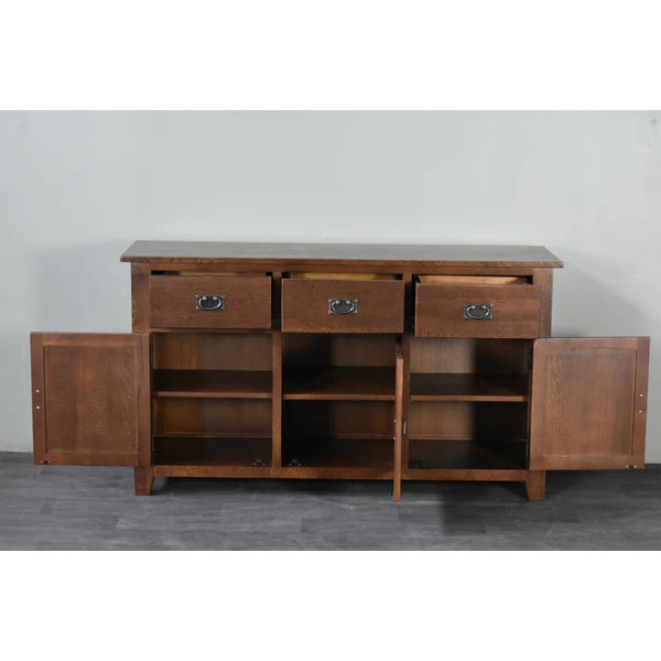 Loon Peak® Dyshon 58.5" Wide 3 Drawer Oak Solid Wood Sideboard | Wayfair