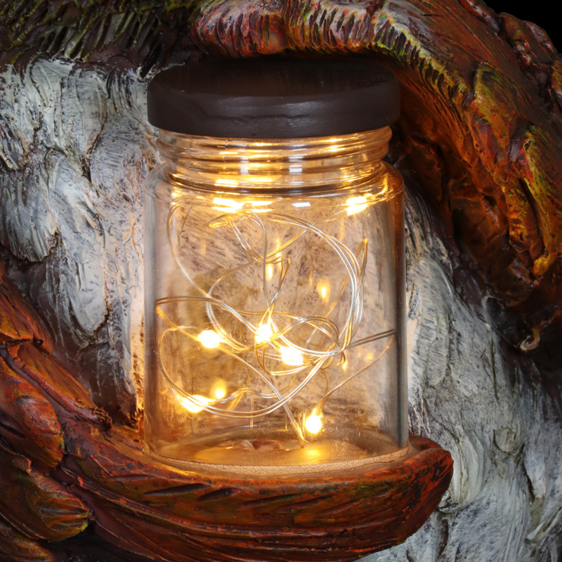 Exhart Solar Owl Garden Statue Holding a Firefly Jar with Eight LED ...