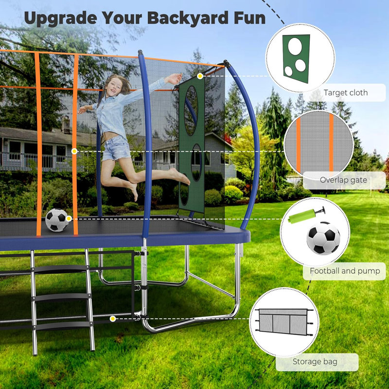 Sapphome 14ft Outdoor Rectangle Trampoline For Kids And Adults ...
