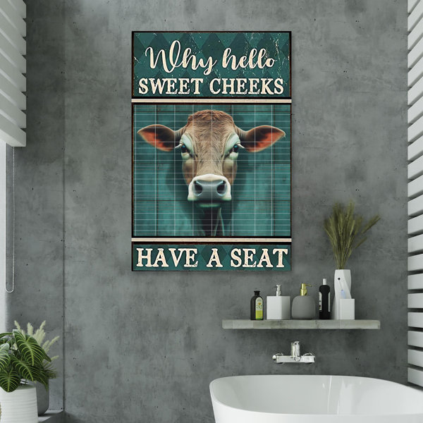 Trinx Cow Head Why Hello Sweet Cheeks - 1 Piece Rectangl " Cow Head Why ...