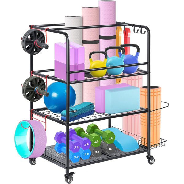 17 Stories Home Gym Storage Rack, Yoga Mat Storage Racks, All In One ...