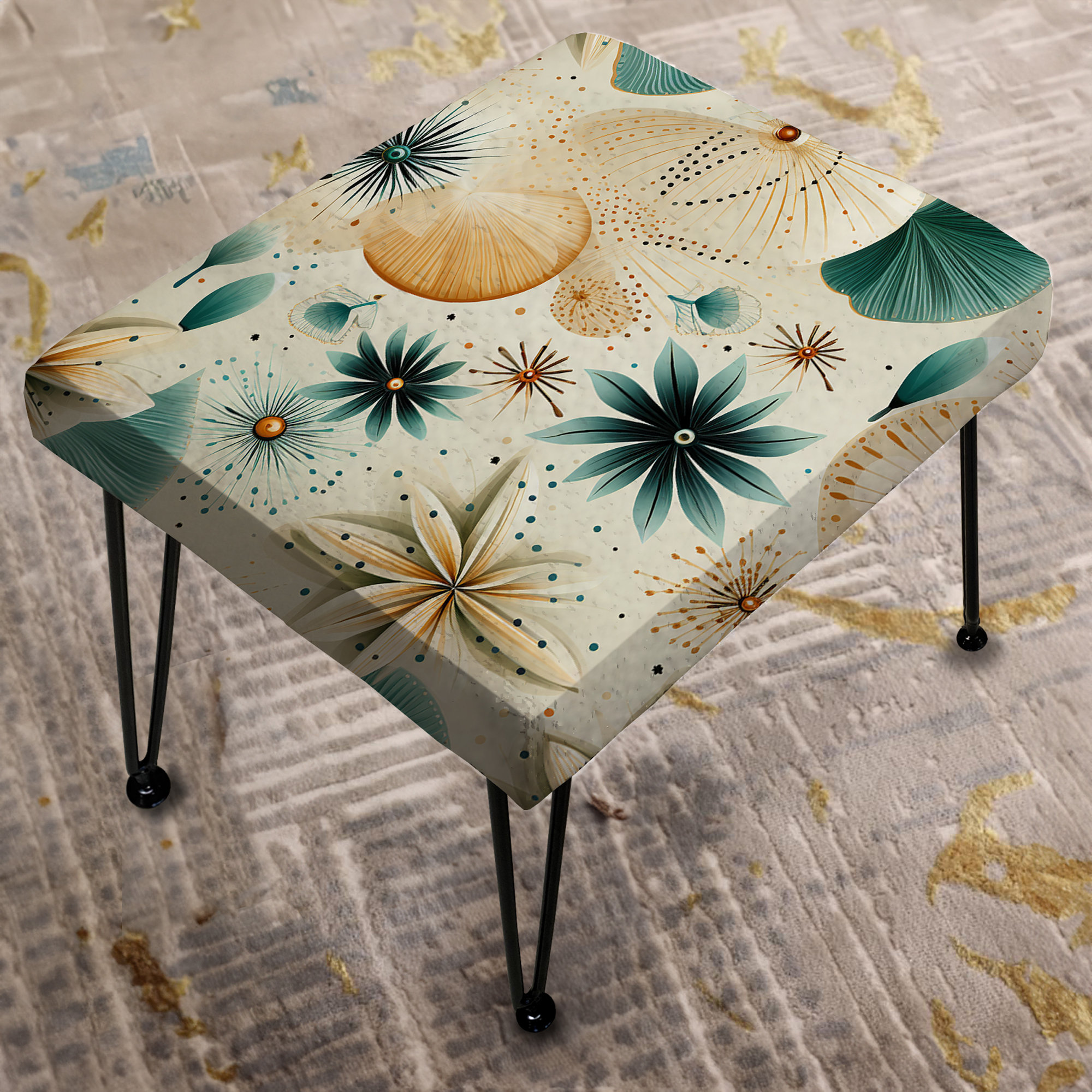 Design Art Coastal Neutrals Boho Collage - Coastal Rectangle Ottoman ...