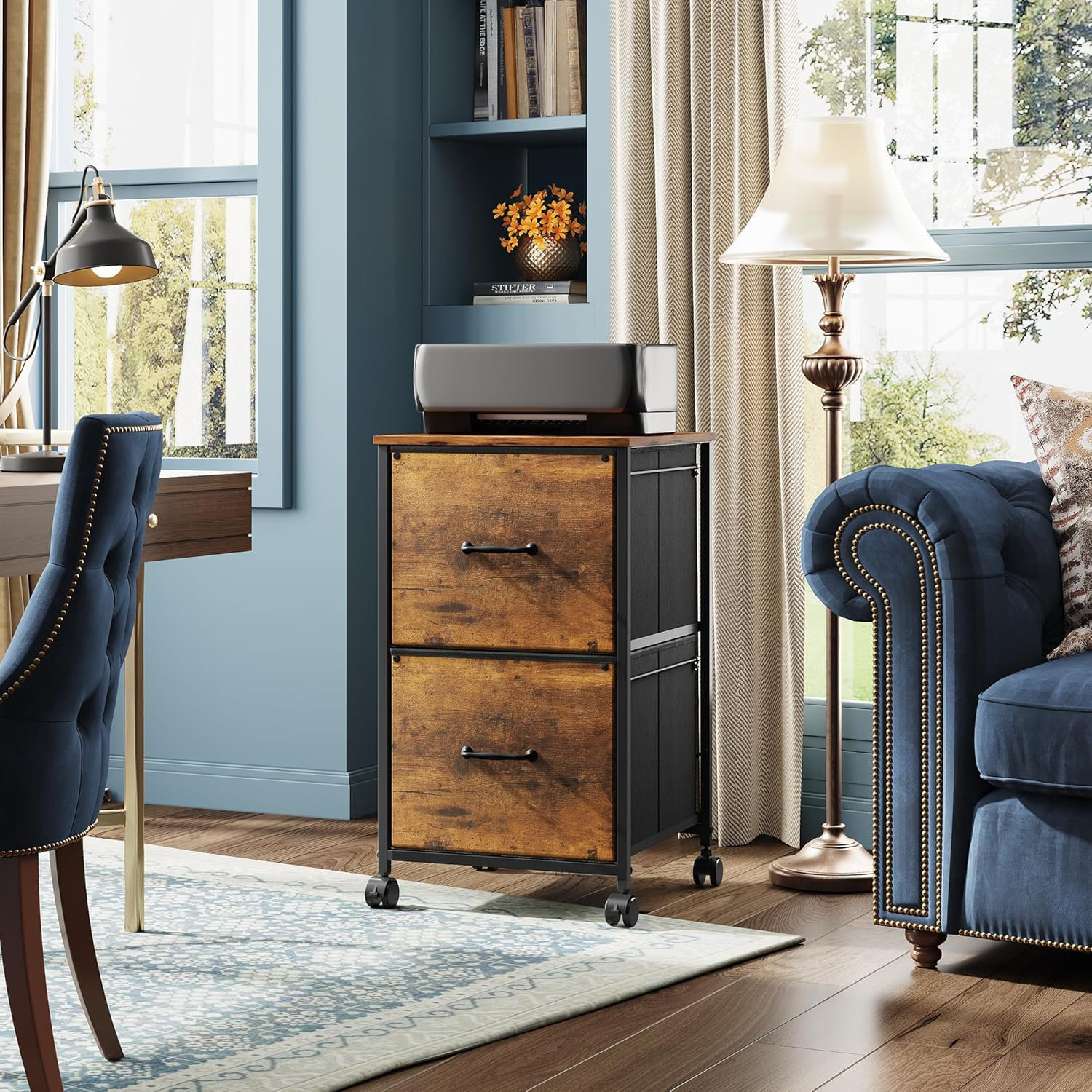 ATC CABINETS 2 Drawer Mobile File Cabinet, Rolling Printer Stand with ...