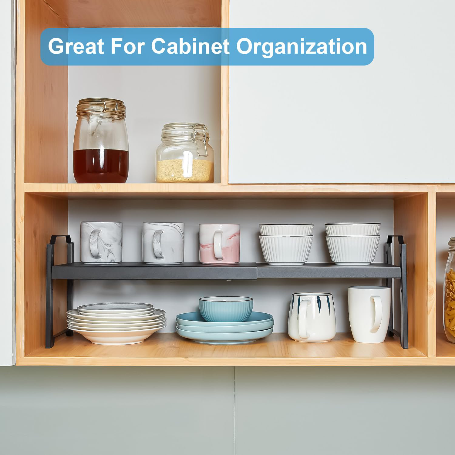 Prep & Savour 2 Pack Expandable Cabinet Countertop Shelves, Stackable ...
