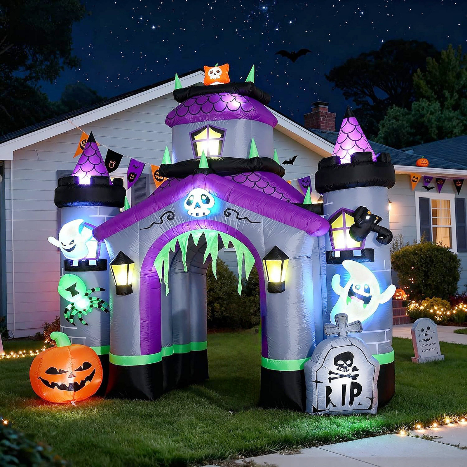 The Holiday Aisle® 12.5 FT Giant Halloween Inflatable Haunted House ...