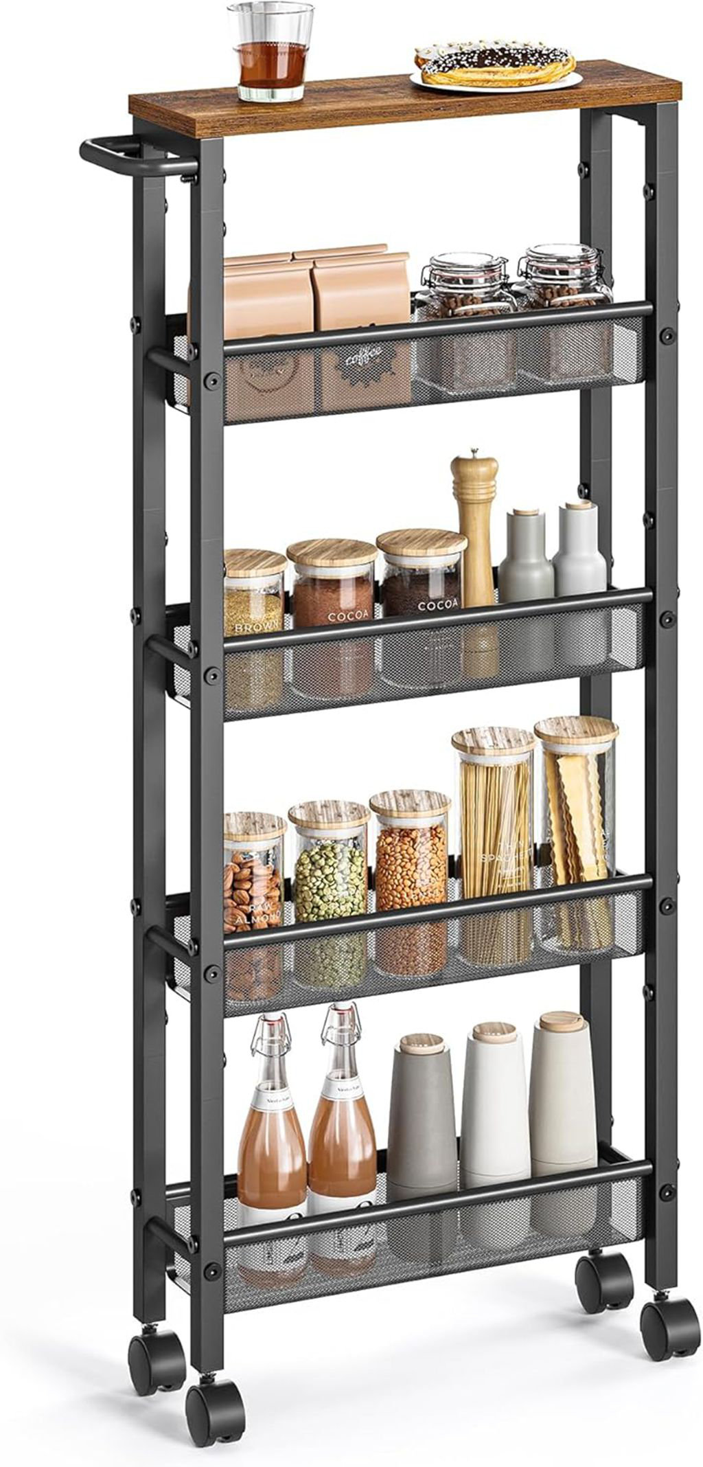17 Stories Slim Rolling Cart, 5-Tier Storage Cart, Narrow Carts With ...