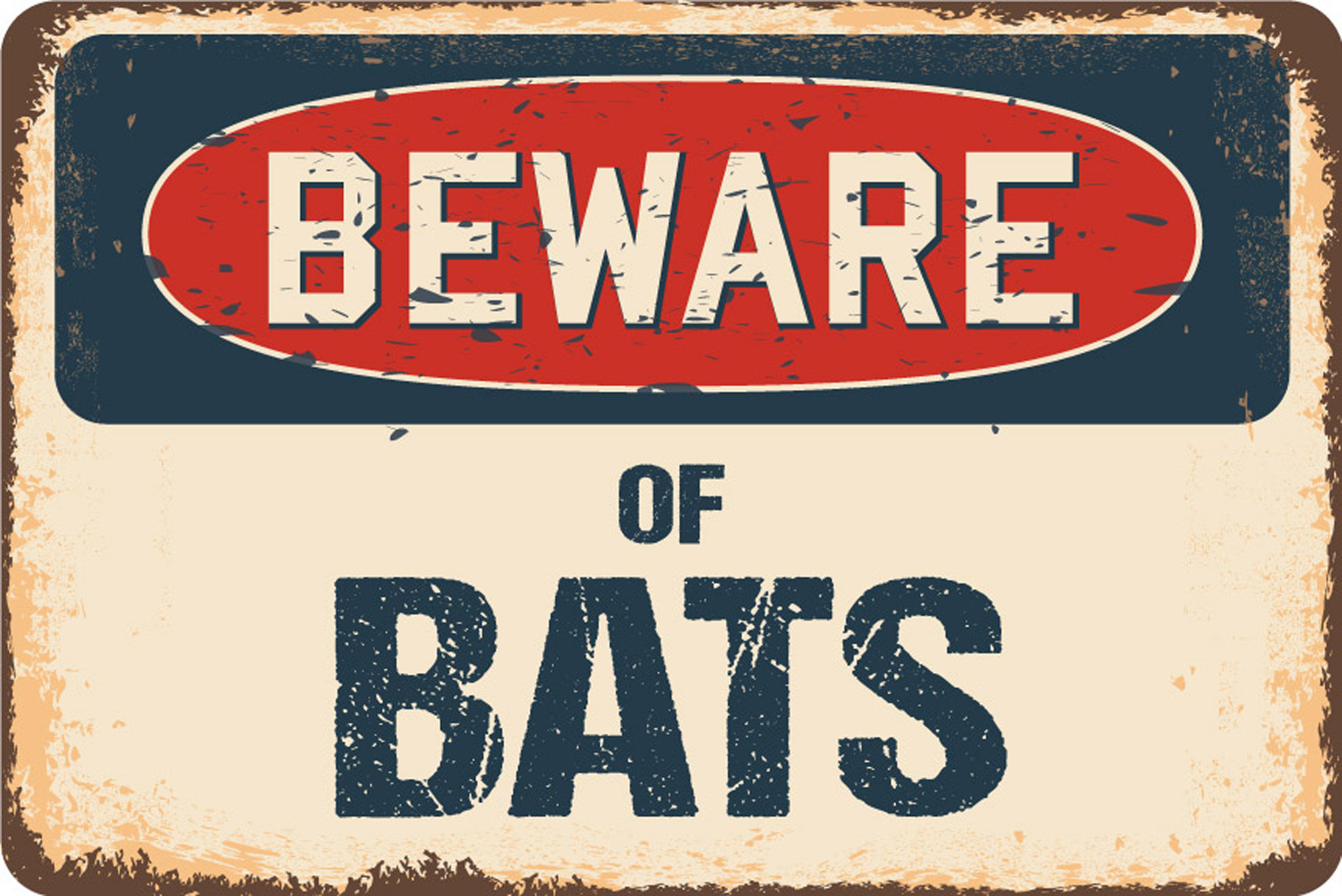 Trinx Beware Of Bats Rustic Sign | Rustic, Distressed Vintage Look ...