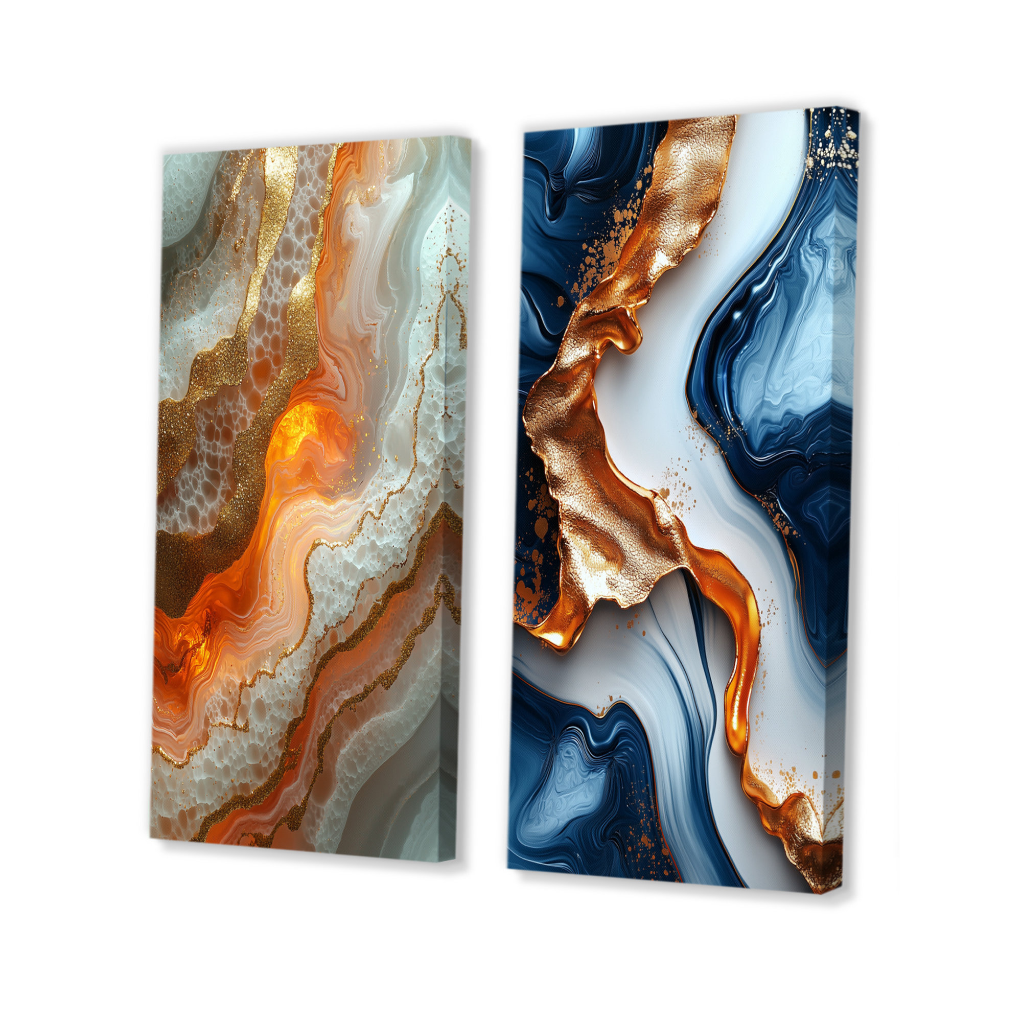 Ivy Bronx Abstract Geode Gold And Blue Marble Shape III I - Marble Wall ...