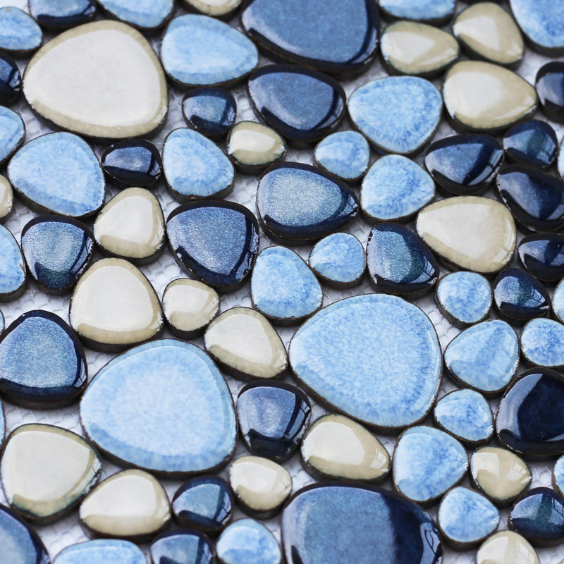 Blujellyfish Blue Porcelain Pebbles / Rocks Wall & Floor Tile | Wayfair
