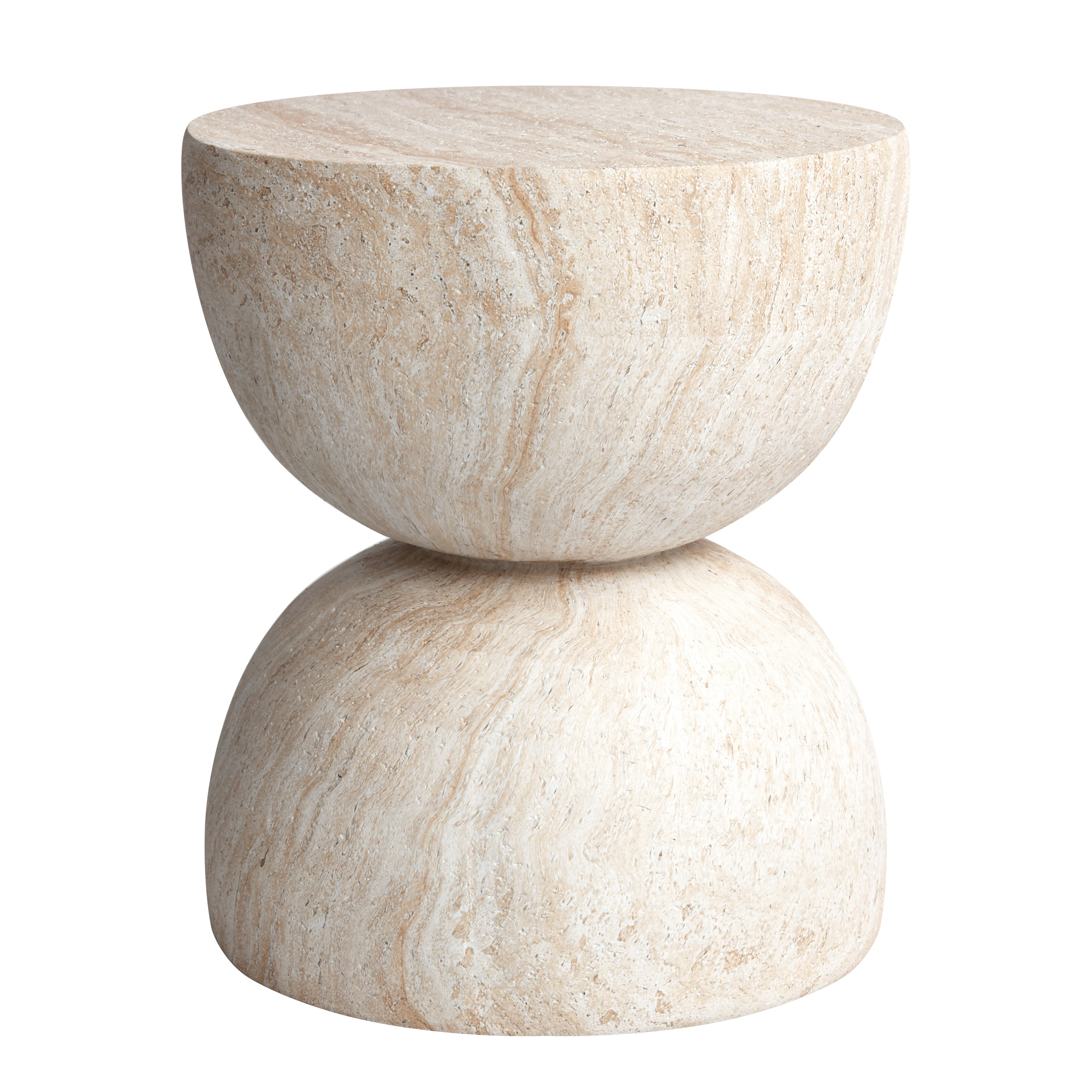 Ivy Bronx Double Hourglass Travertine Stone Finish Italian Design MgO ...