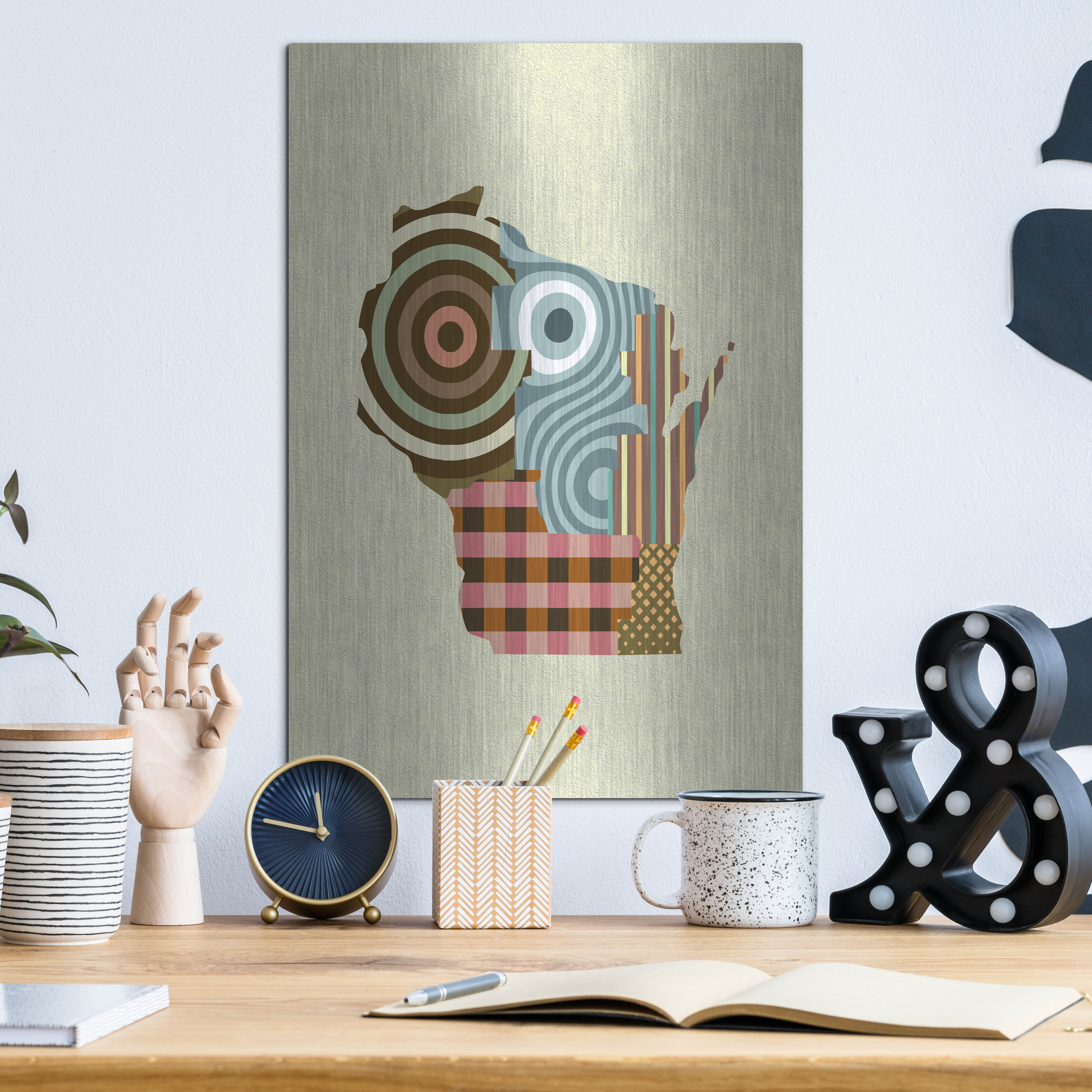 George Oliver 'Wisconsin State Map' by Lanre Adefioye, Metal Wall | Wayfair