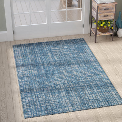 Highland Dunes Steppe Abstract Navy Blue Indoor / Outdoor Area Rug ...